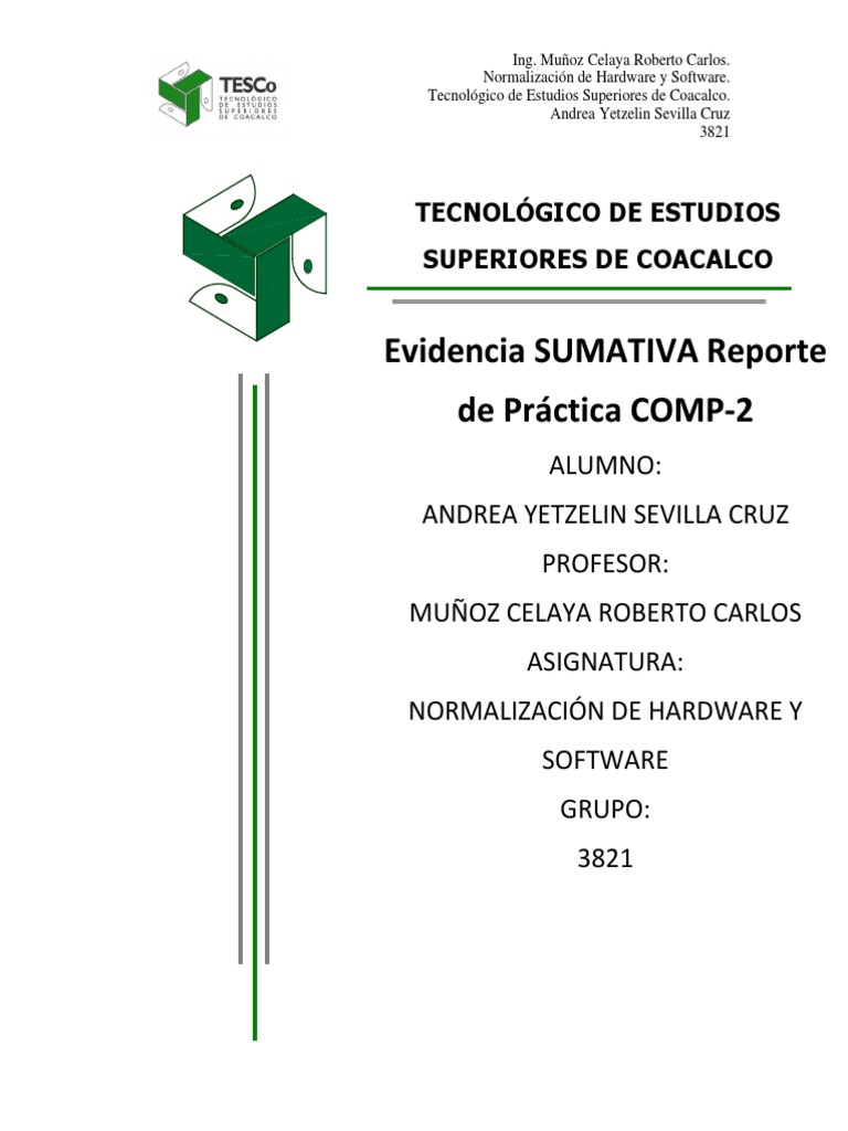 Evidencia SUMATIVA Reporte de Practica COMP-2 | PDF | Red de computadoras | Redes