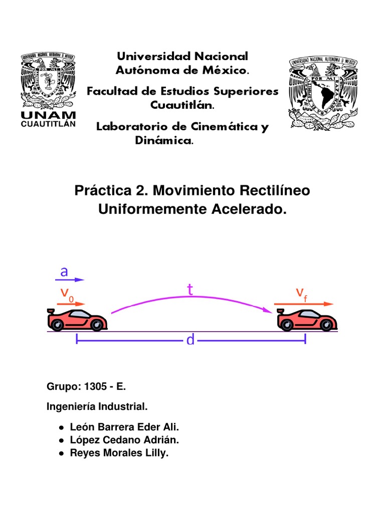 Práctica 2 - Movimiento Rectilíneo Uniformemente Acelerado | PDF | Aceleración | Velocidad