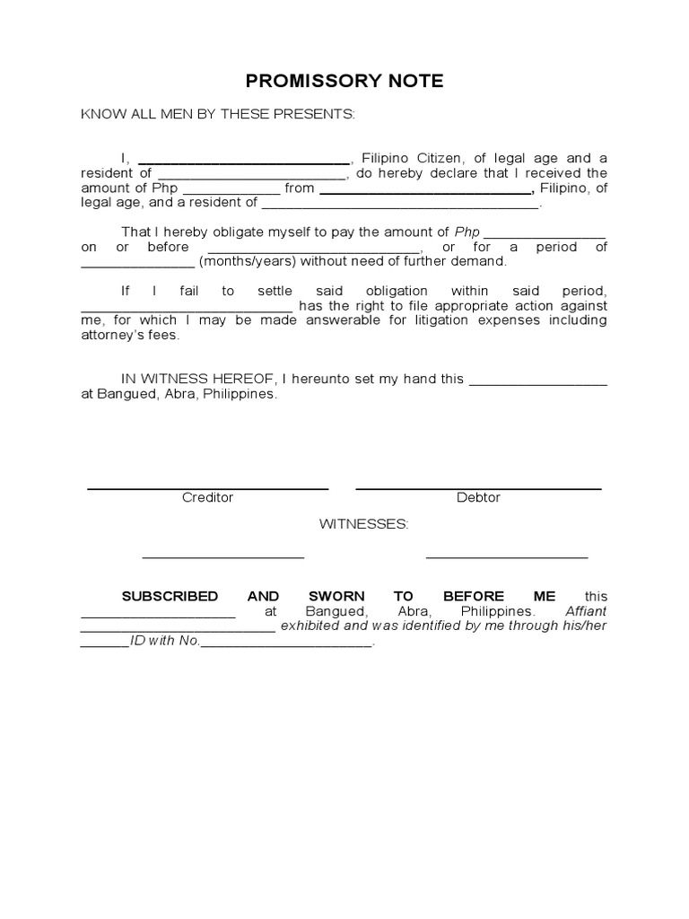 Promissory Note - Form | PDF | Finance & Money Management
