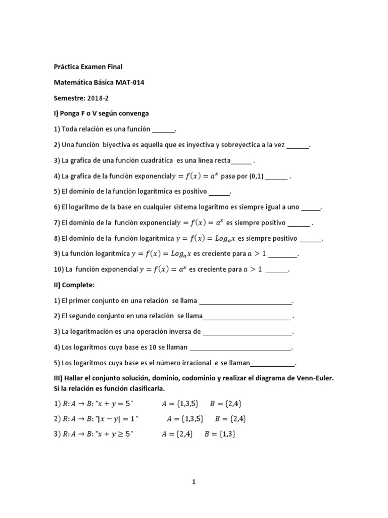 Práctica de Matematica | PDF | Función (Matemáticas) | Logaritmo