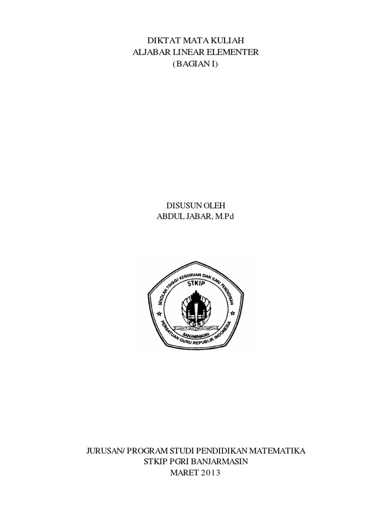 Diktat Aljabar Linear Elementer | PDF