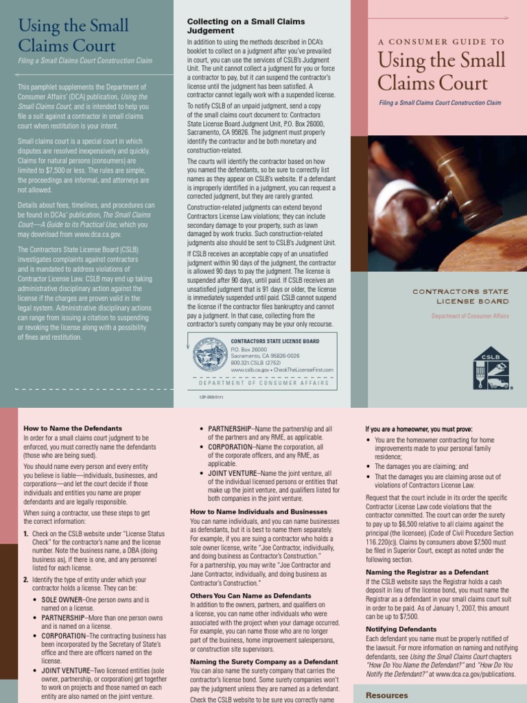 Guide To Small Claims | PDF | Surety Bond | Lawsuit