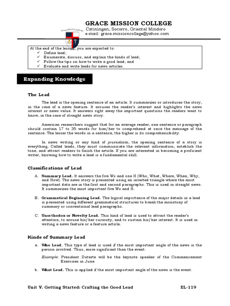 Module 5 - Campus Journalism - 091441 | PDF | Verb | Syntax