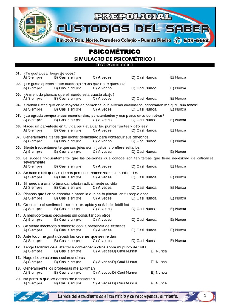 Examen Psicometrico | PDF