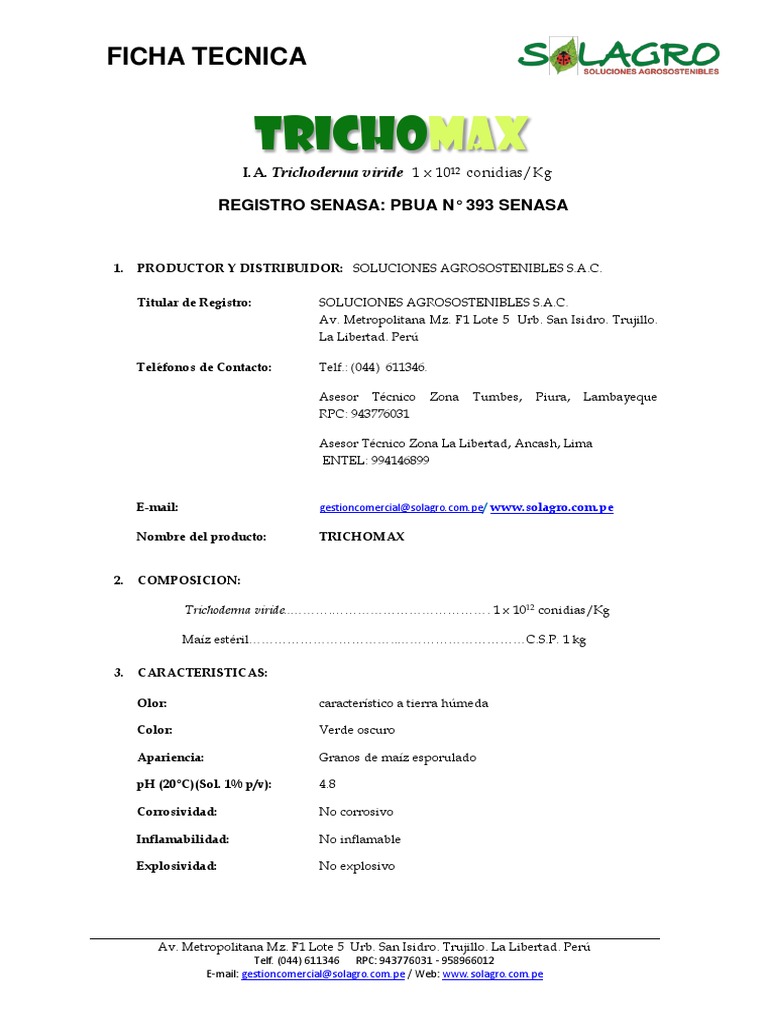 Trichomax: Biofungicida Trichoderma viride | PDF | Salud y bienestar ...