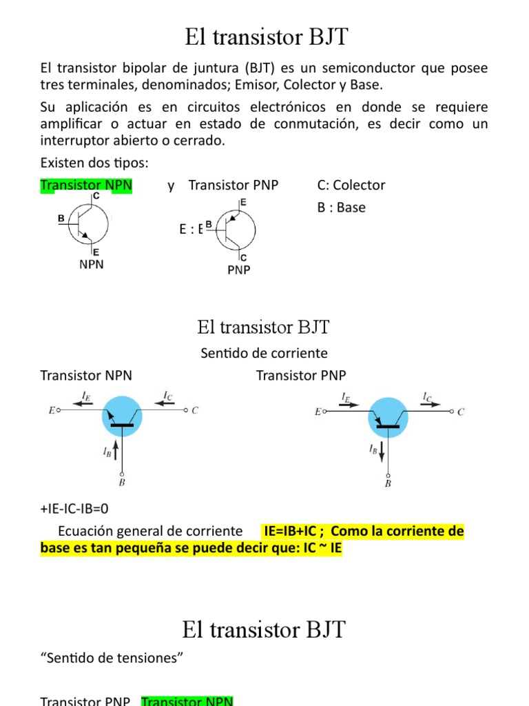 El Transistor BJT | PDF | Transistor de unión bipolar | Transistor
