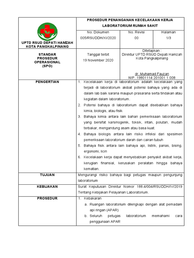 SOP Penanganan Kecelakaan Kerja | PDF