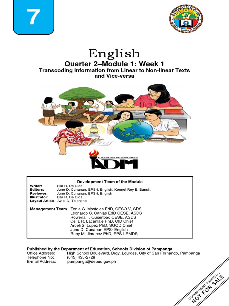 Eng7 - Q2 - Mod1 - Week1 - Transcoding Information From Linear To Non-Linear Texts - Removed ...