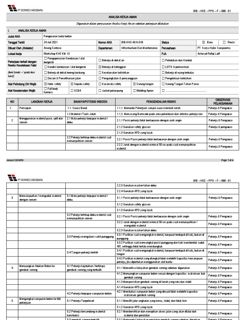 KHS-AKA-018 Pengecoran Lantai Beton | PDF