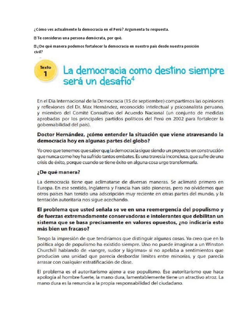 Fortaleciendo la democracia peruana desde la sociedad civil | PDF