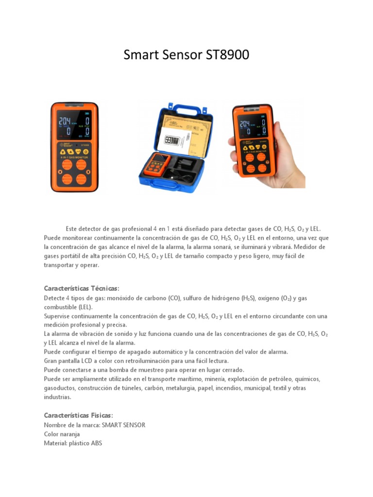 Smart Sensor ST8900 | PDF | Dióxido de carbono | Monóxido de carbono