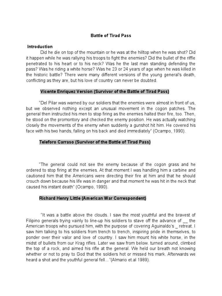 Battle of Tirad Pass | PDF
