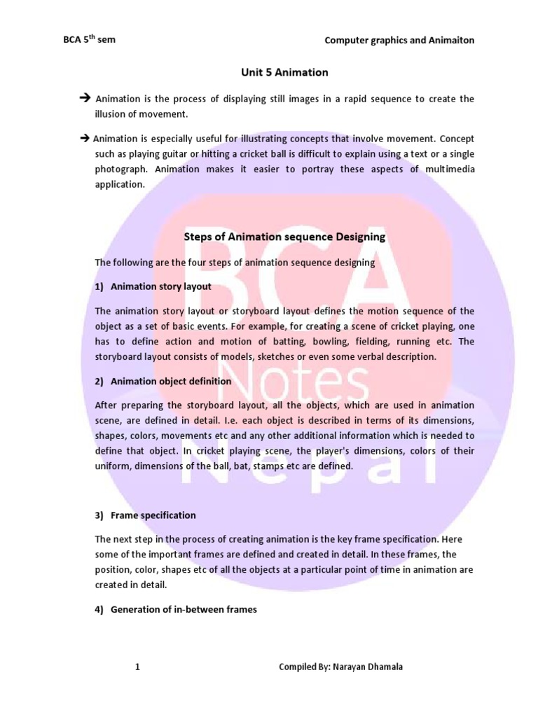 Unit 5 Animation | PDF | Animation | Graphics
