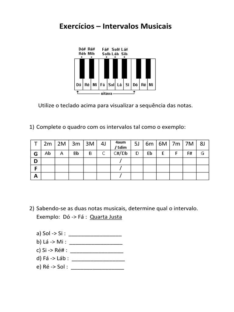 Intervalos Musicais (Exercicios) | PDF