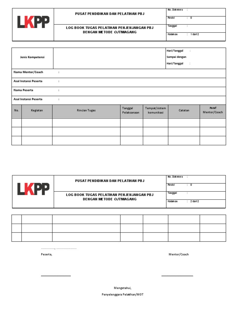 Logbook Tugas Magang - Pertama X | PDF