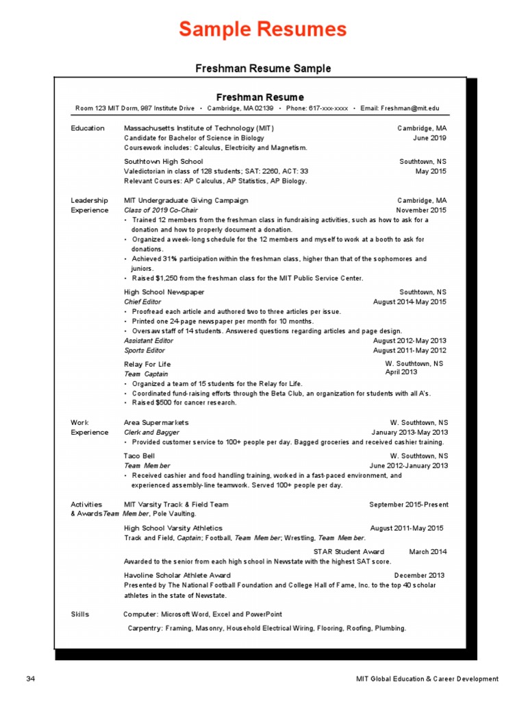 Resume Template 2 | PDF | Massachusetts Institute Of Technology ...