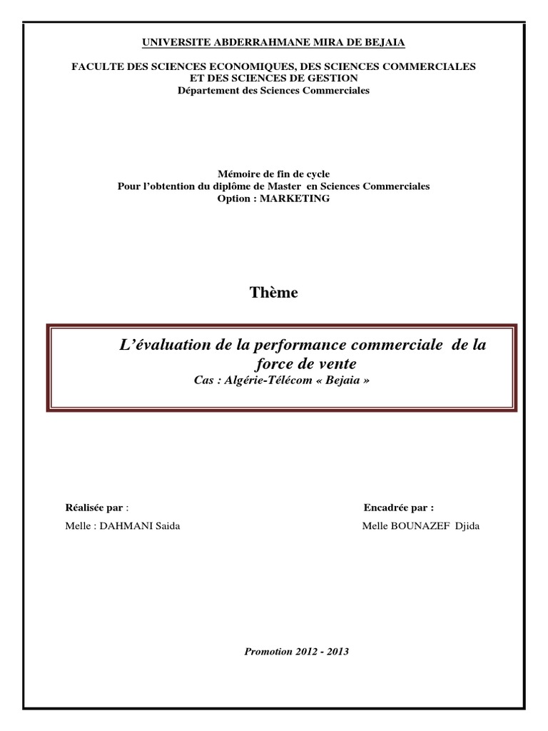 L'Évaluation de La Performance Commerciale de La Force de Vente | PDF