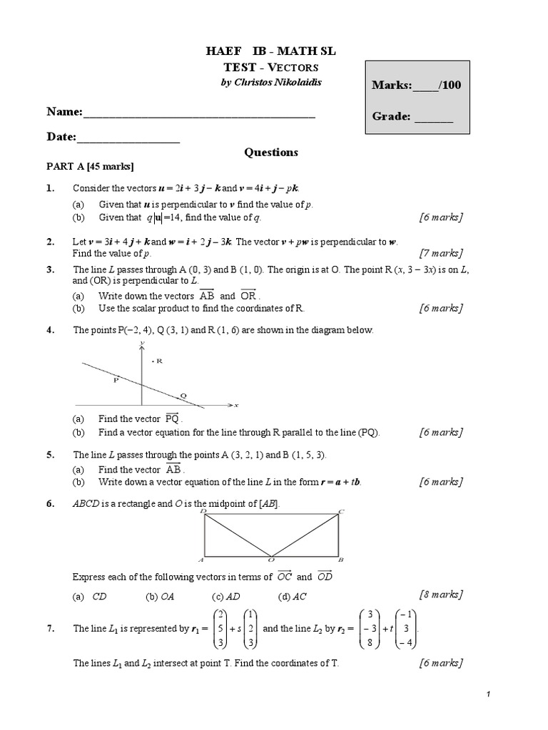 Test Vectors | PDF | Euclidean Vector | Perpendicular