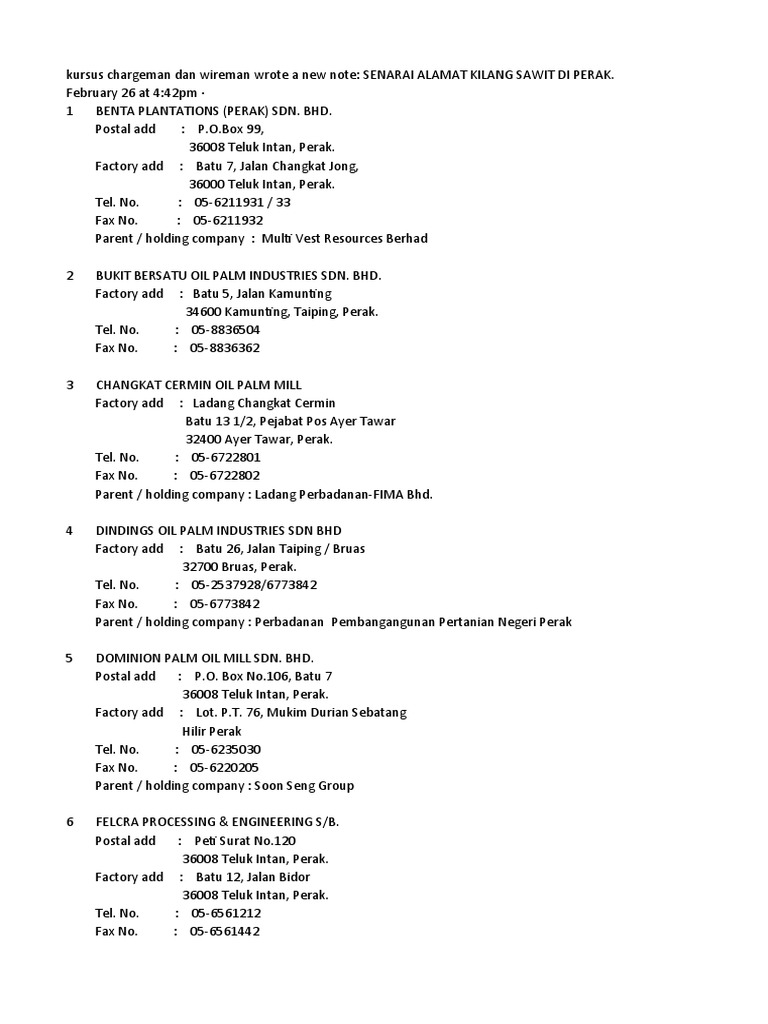 List of POM | PDF | Malaysia | Palm Oil