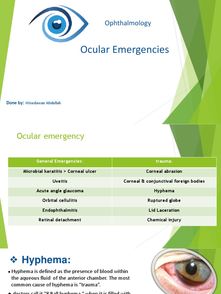Ocular Emergencies DR Wisudawan SPM - Kelaskedokteran | PDF | Cornea | Human Eye
