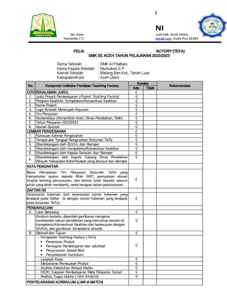 Instrumen Tefa | PDF