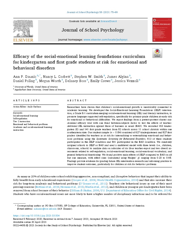 Journal of School Psychology | PDF | Teachers | Cognitive Science