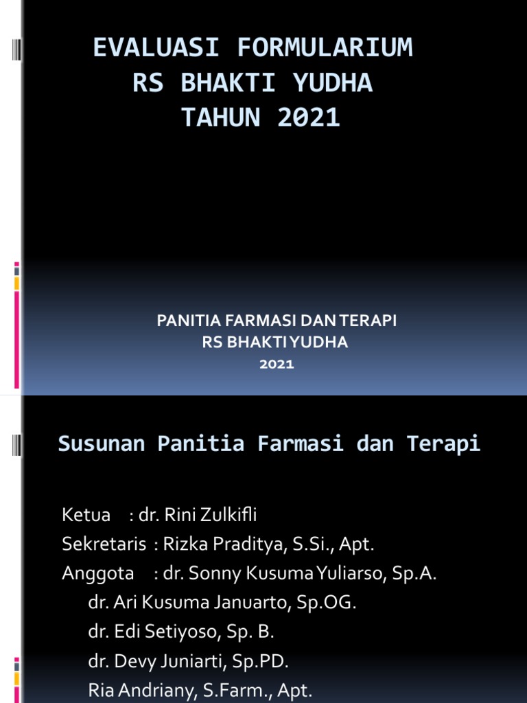 Evaluasi Formularium Rsby 2021 | PDF
