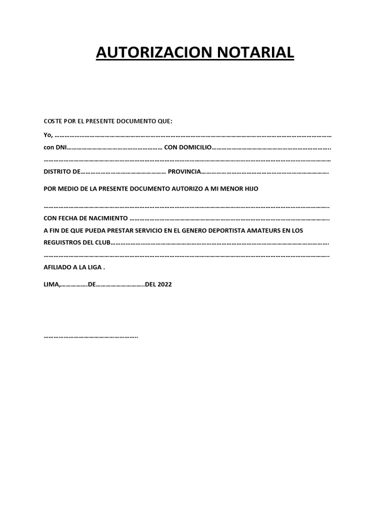 Autorizacion Notarial Actualizado | PDF
