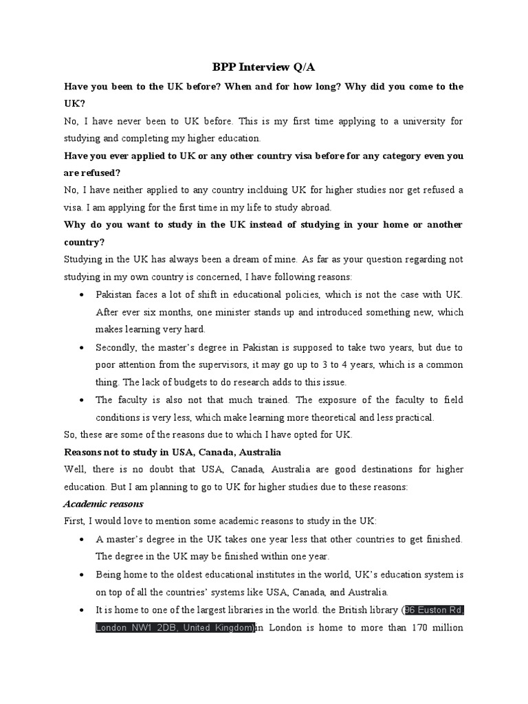 BPP Interview Q | PDF | Project Management | United Kingdom