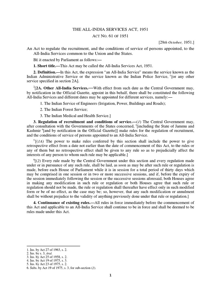 All-India Services Act, 1951 | PDF | Common Law | Government Of India