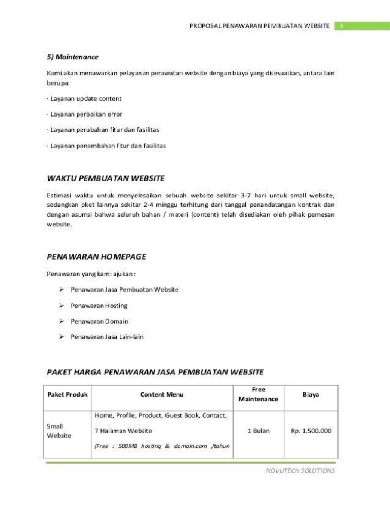Contoh Surat Penawaran Jasa Pembuatan Website | PDF