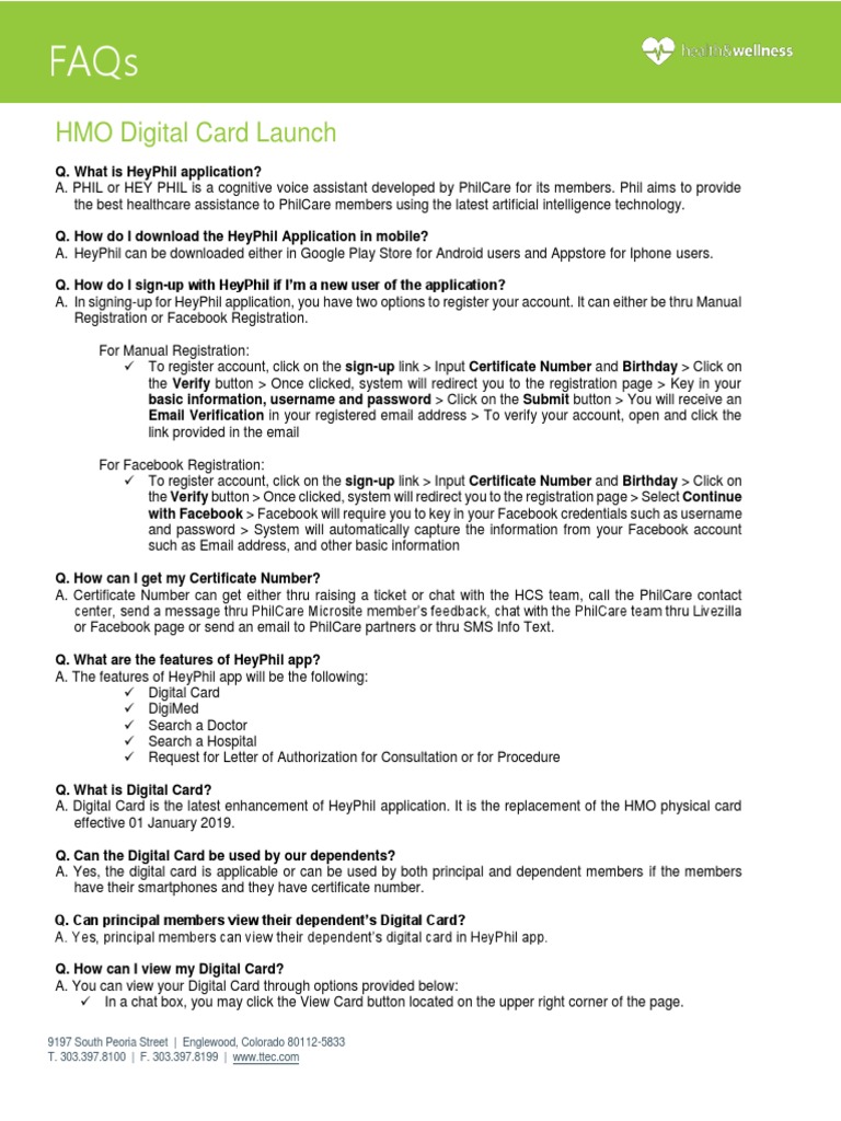 2019 HMO Digital Card Launch FAQs 26NOV2018 LY | PDF | Facebook | Fee