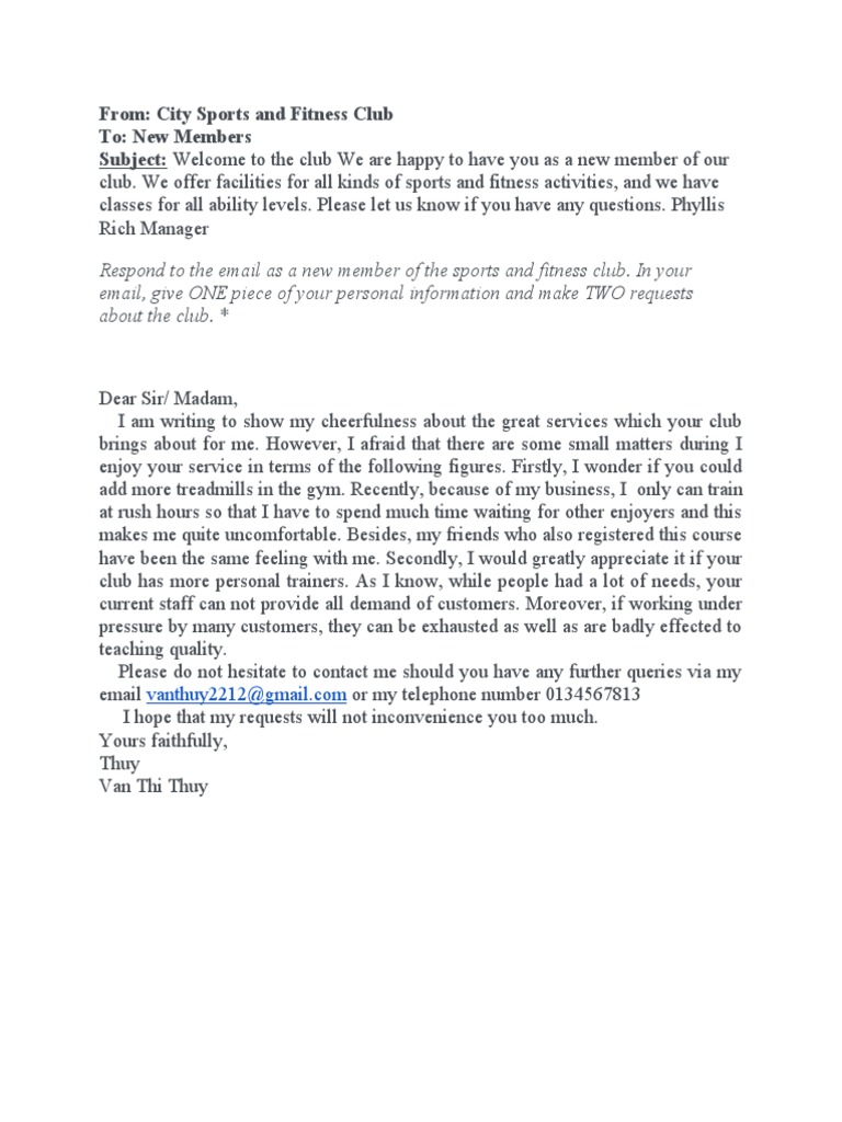 Letter of Gym | PDF