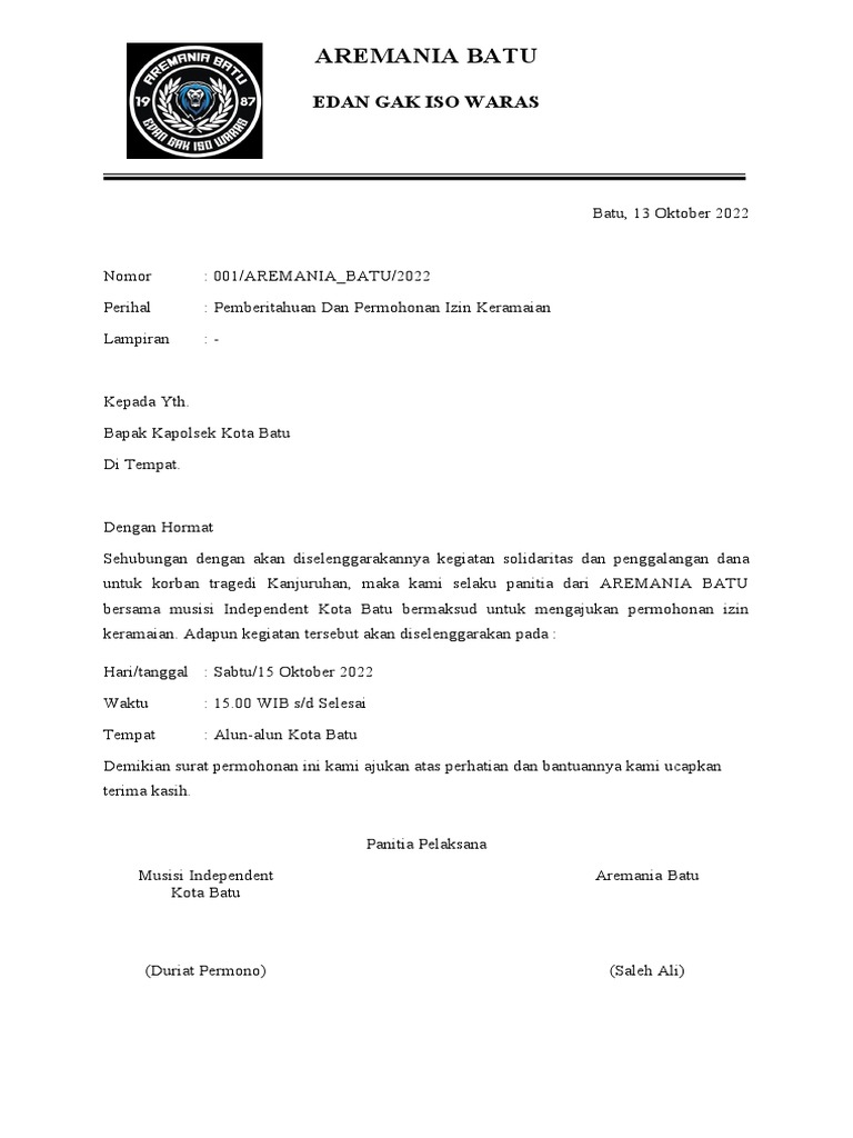 Surat Undangan Mbak Dewi Gak Ada Tembusan | PDF
