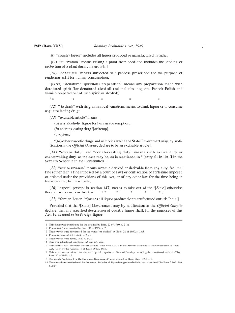 Maharashtra Prohibition Act Overview | PDF | Cannabis | Sugar
