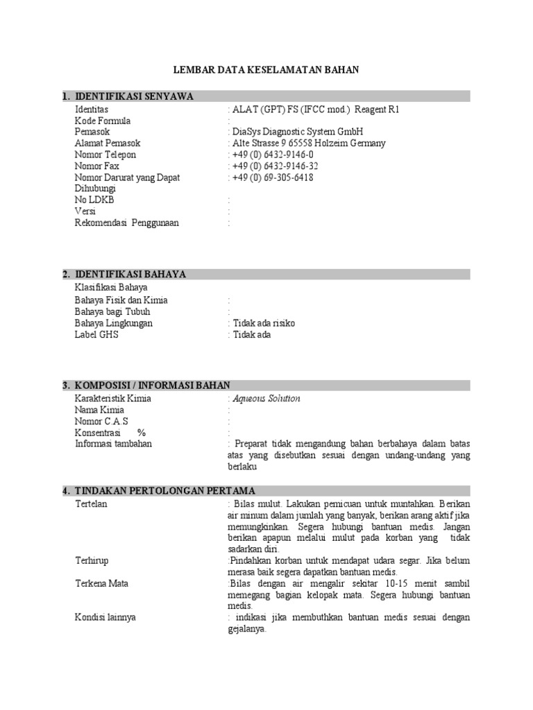 Alat (GPT) Fs (Ifcc Mod.) Reagent r1 | PDF