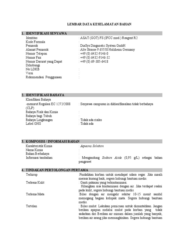 Asat (Got) Fs (Ifcc Mod.) Reagent r2 | PDF