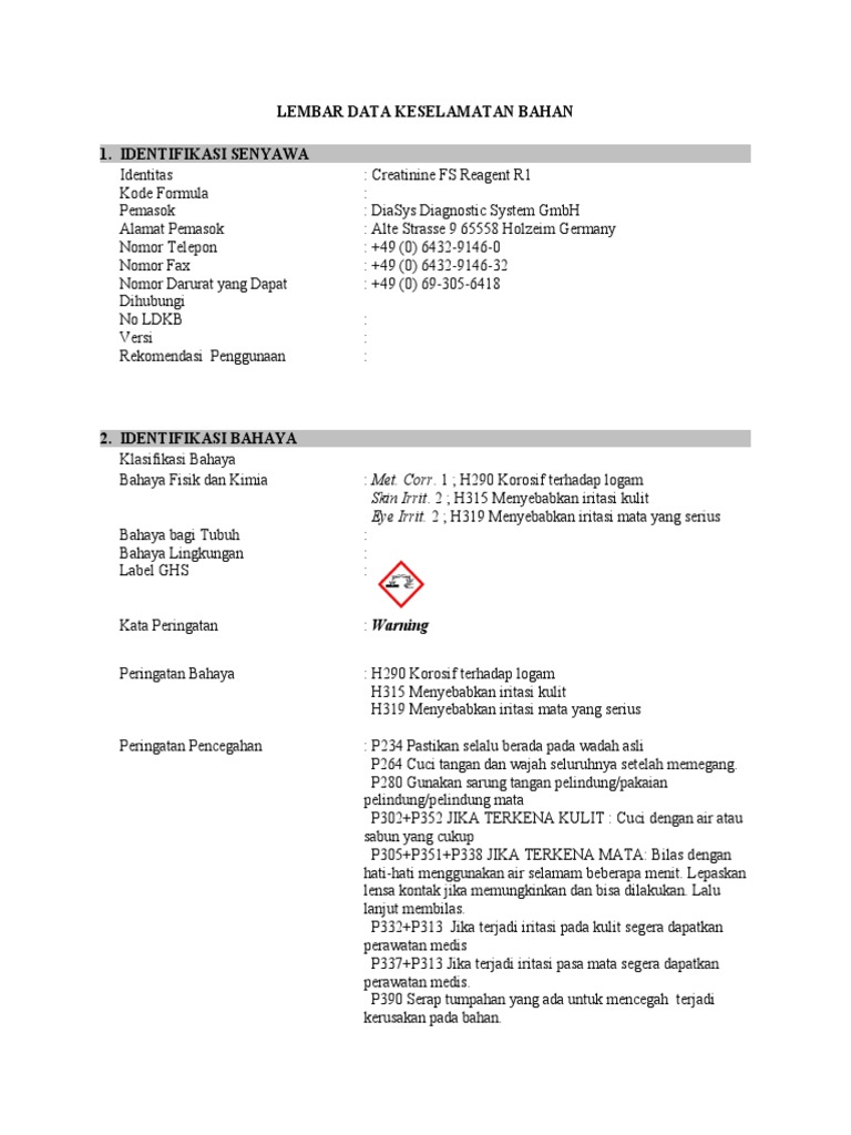 Creatinine FS Reagent R1 | PDF
