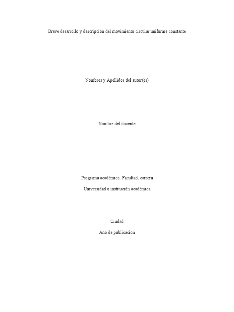Plantilla Gratuita Ensayo Normas Apa Pdf Velocidad Aceleración