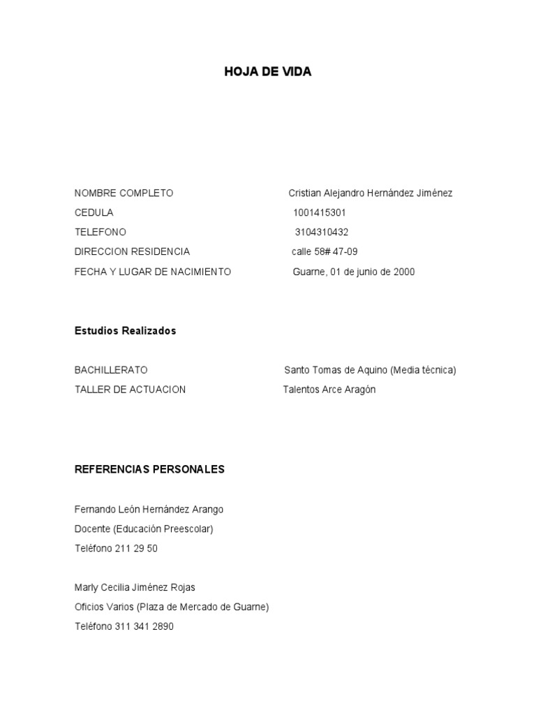 Hoja de Vida Alejandro | PDF
