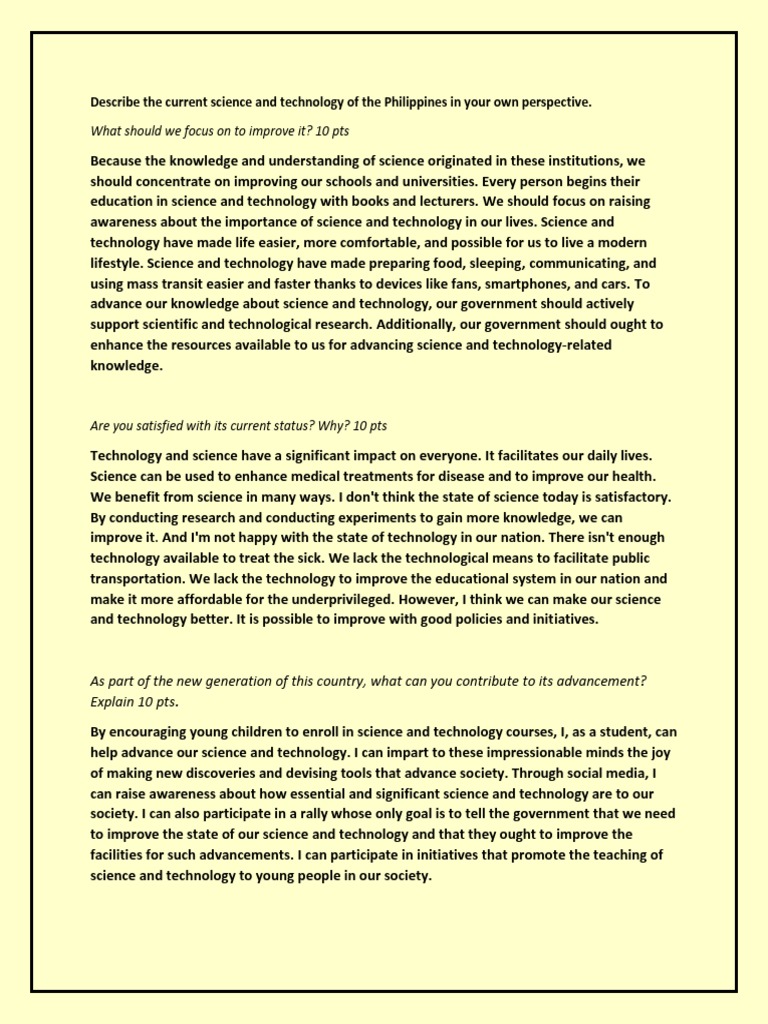 Philippines Science and Technology in Current Times | PDF | Science | Teaching Method