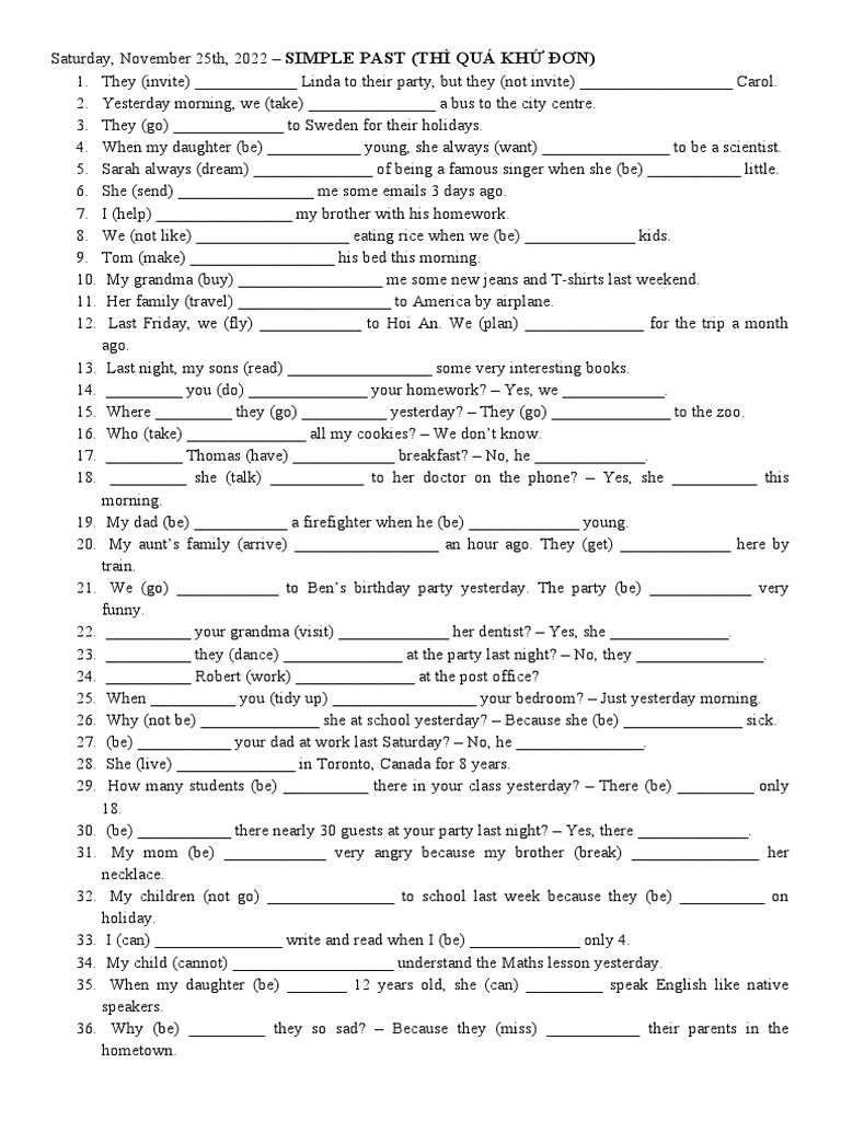Simple Past For MOVERS | PDF