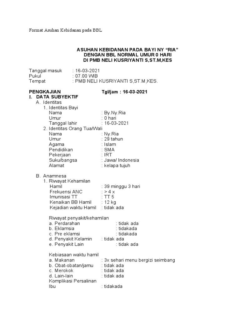 Format Soap Askeb BBL | PDF