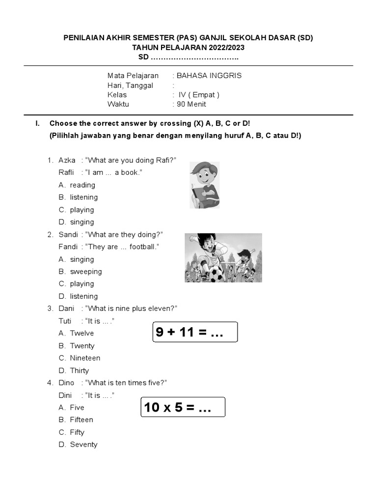 4 SOAL PAS Bhs. Inggris Kls 4 | PDF | Bathroom | Home