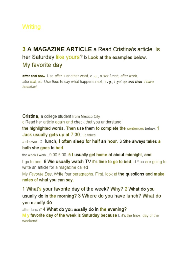 My Favorite Day: A Saturday Story | PDF | Language Arts & Discipline