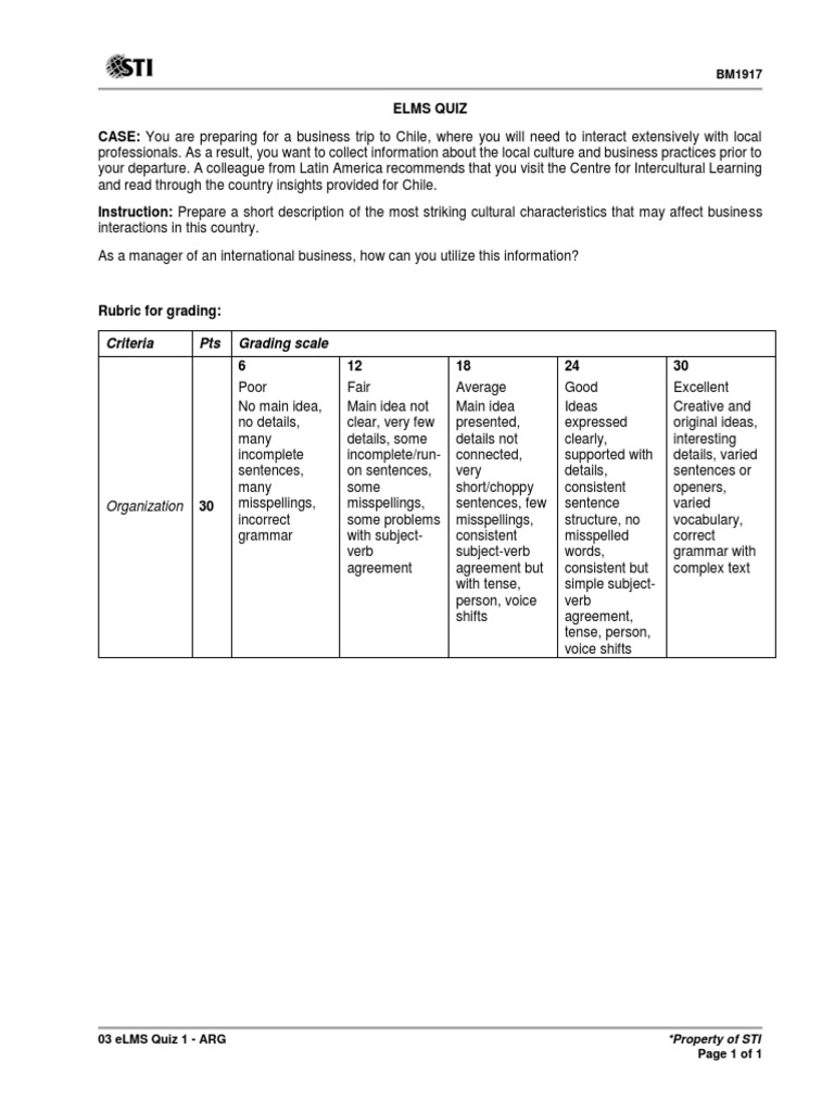 03 eLMS Quiz 1 - ARG | PDF | Communication | Learning