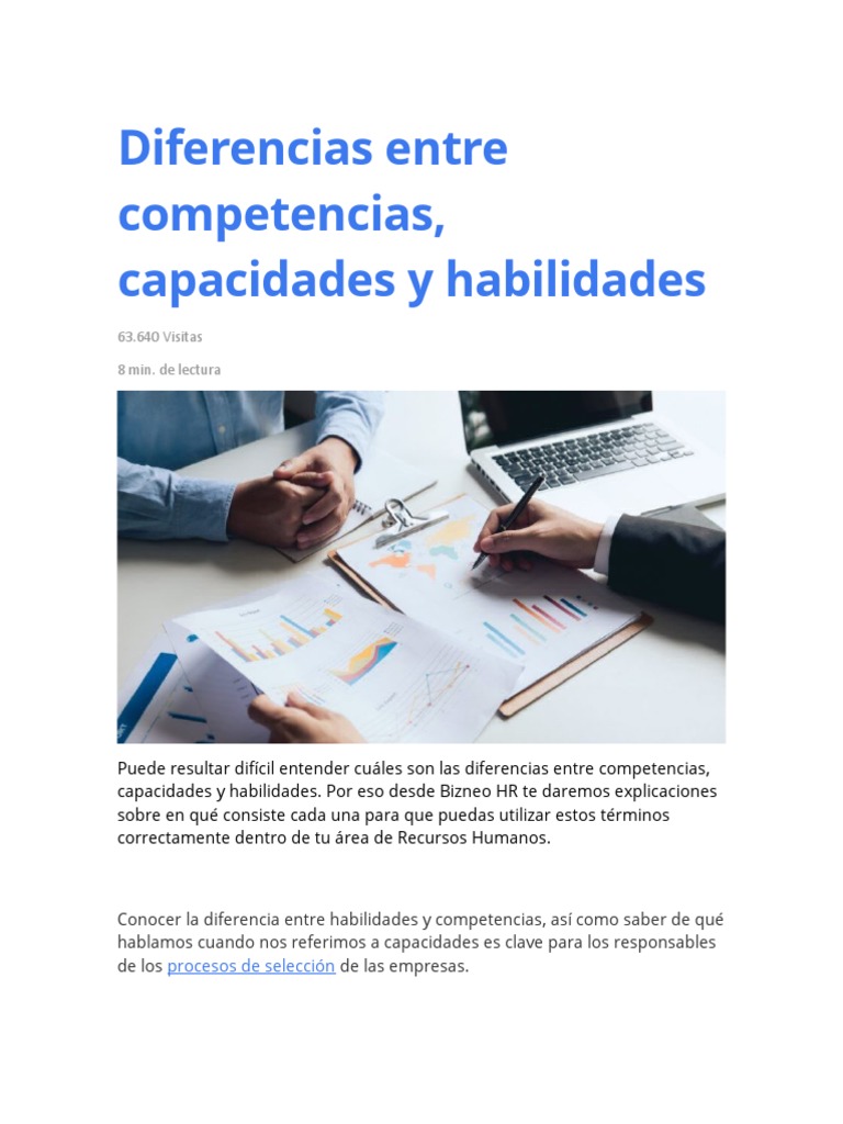 Ejemplo Práctico de La Diferencia Entre Habilidades, Competencias y Capacidades | PDF | Gestión ...
