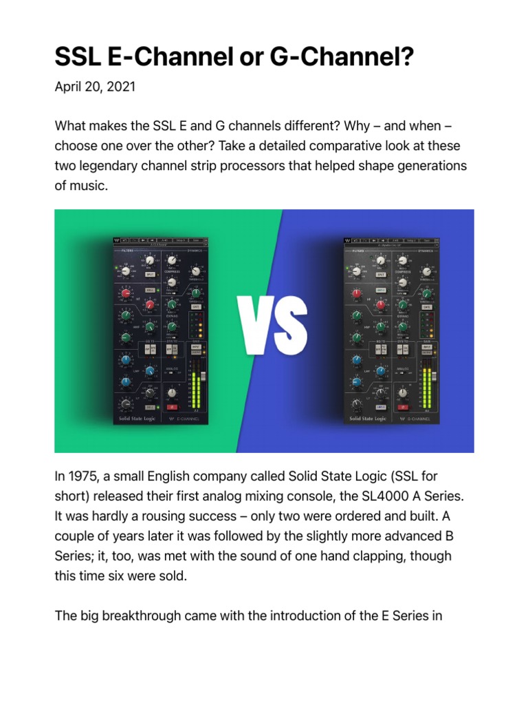 SSL E-Channel or G-Channel? - Waves 2 | PDF | Equalization (Audio ...