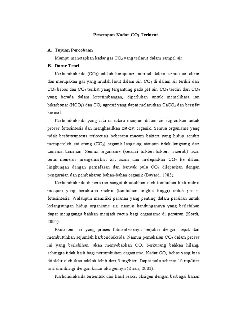 Pengukuran Kadar CO2 Terlarut dalam Air | PDF