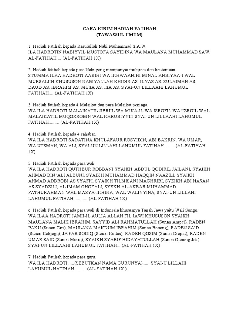 Cara Kirim Hadiah Fatihah | PDF